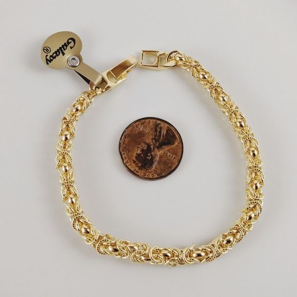 Vintage | Jewelry | Vintage 4kt Gold Plated Byzantine Chain Bracelet ...